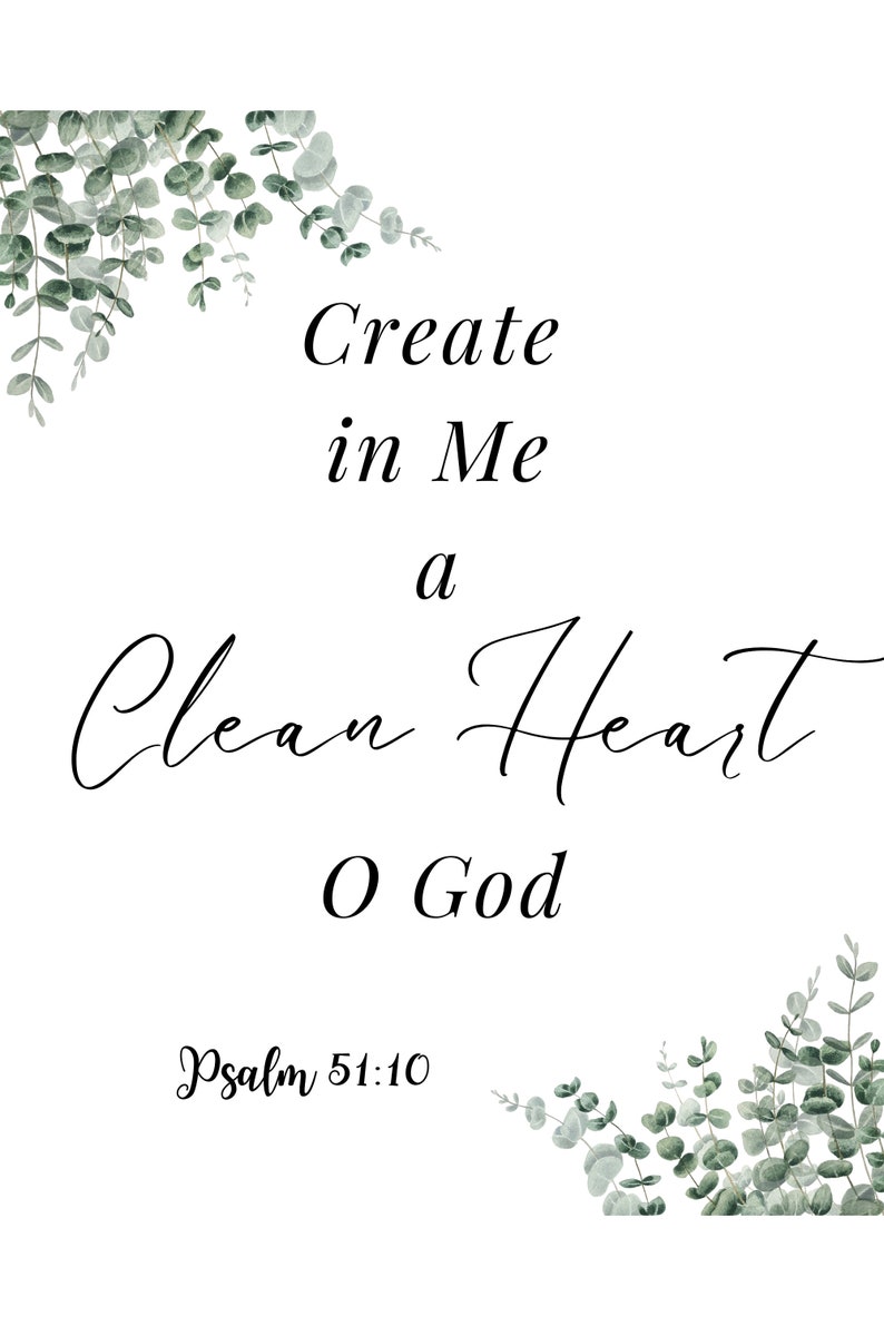 Laundry/bathroom Bundle of Printables: Psalms, Create in Me a Clean ...