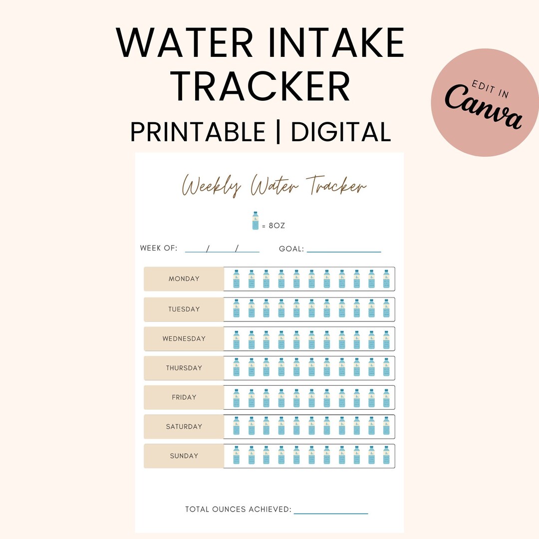 Hydration Tracker | Water Journal | Water Intake Tracker | 31 Day Water ...