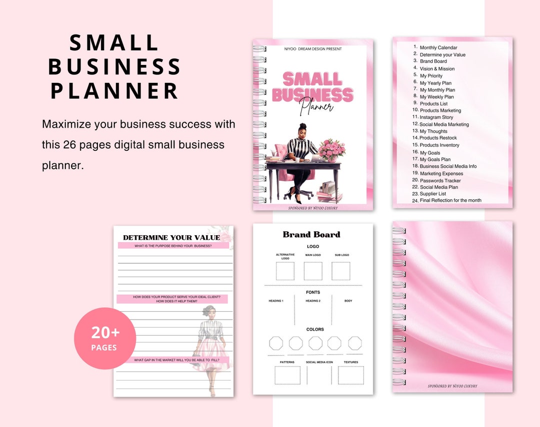 Small Business Digital Planner, Pink Printable Business Planner ...