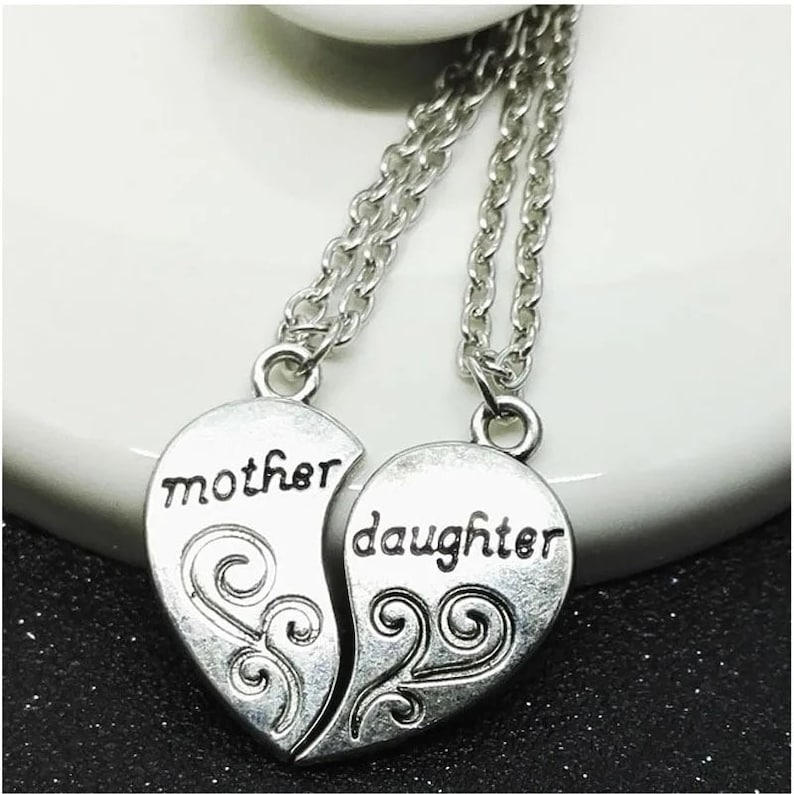 Mother-daughter Heart Necklace Set - Etsy