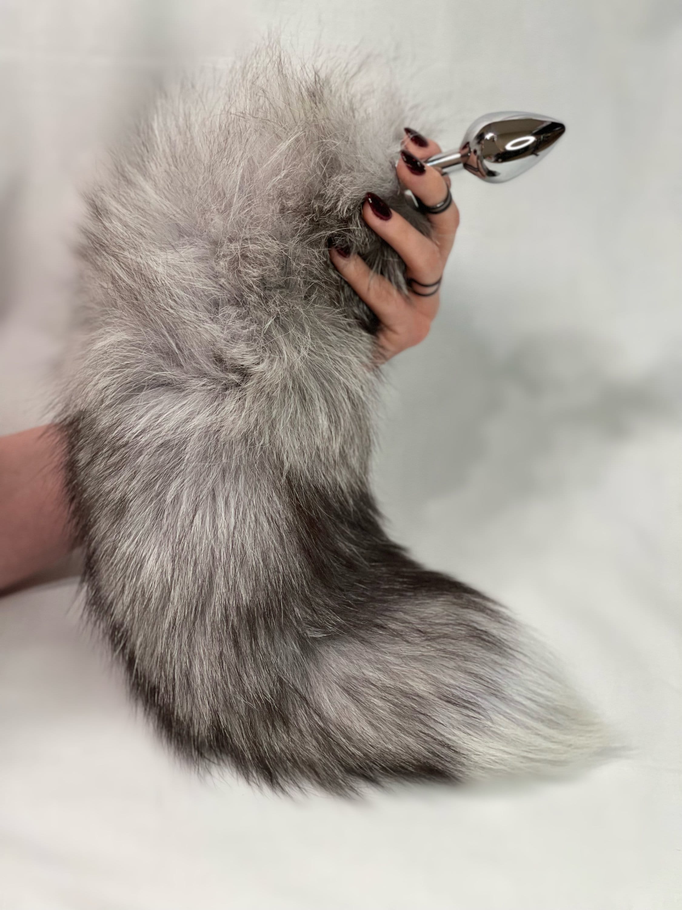 Gray Fox Tail Plug, Gray Wolf Tail Plug, Tail Butt Plug, Cosplay Butt ...