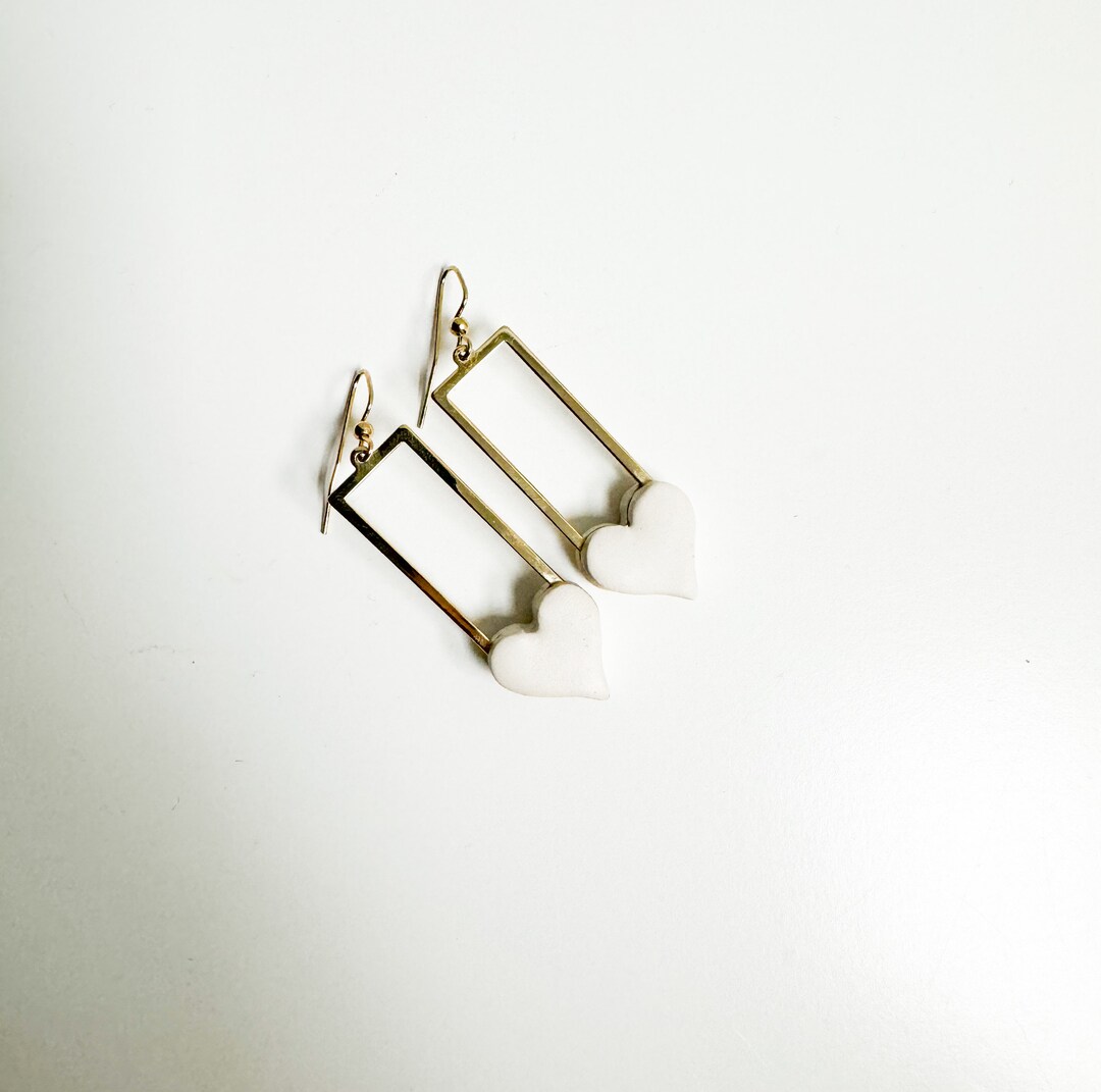 Gold Rectangle Heart - Etsy