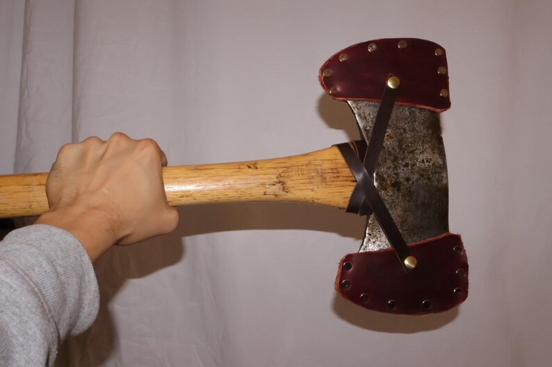 Fancy Vintage Double Sided Axe With Custom Leather Sheath - Etsy