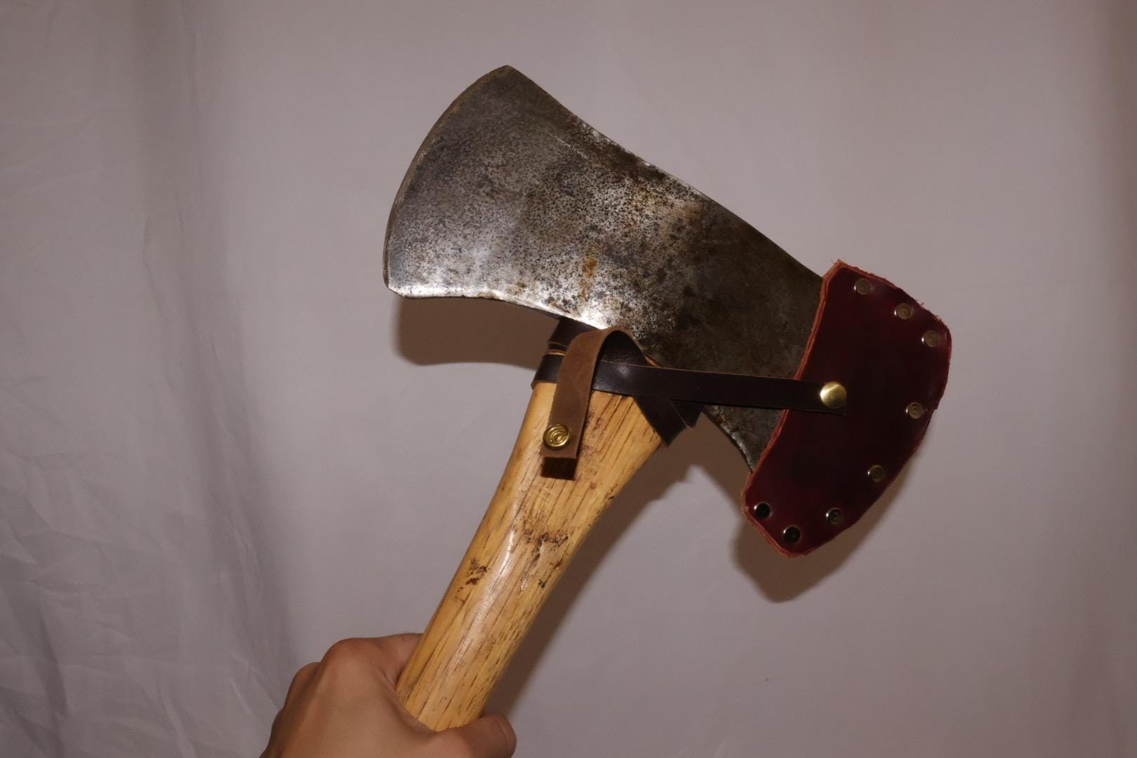 Fancy Vintage Double Sided Axe With Custom Leather Sheath - Etsy