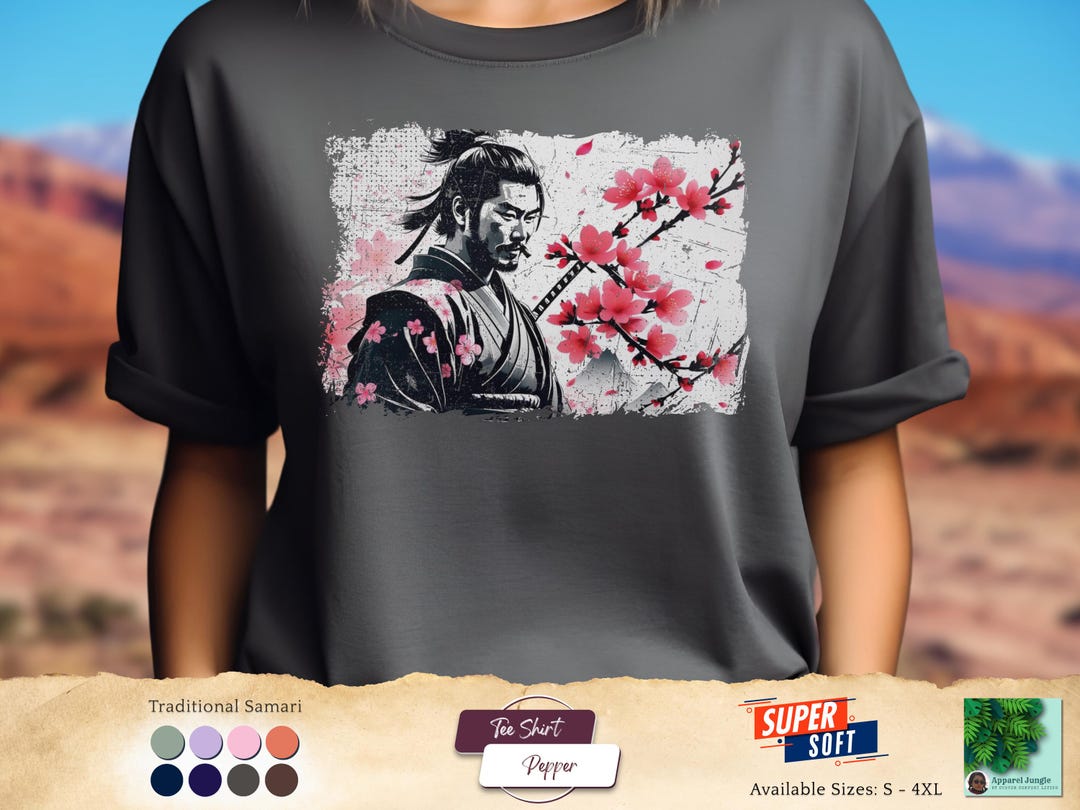 Japanese Samari Warrior Tshirt Fun Cute Cherry Blossom Asian Travel ...