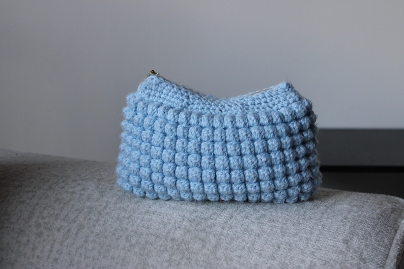 Handmade Crochet Bubble Puff Makeup Bag – Soft Cosmetic Pouch – Travel ...