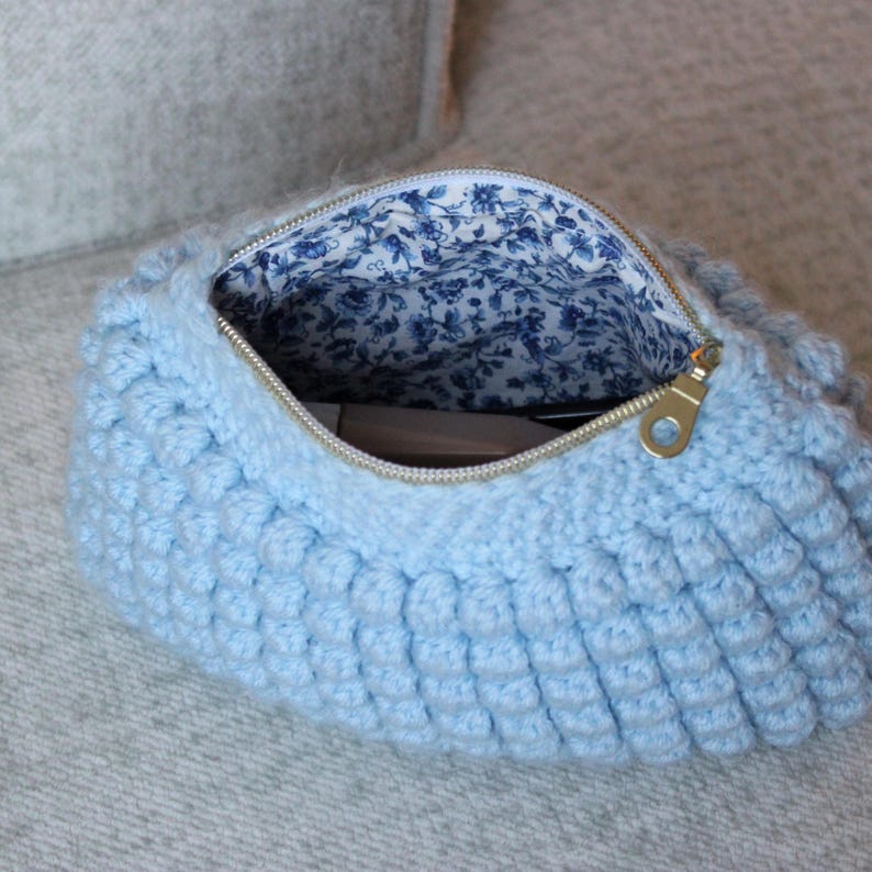 Handmade Crochet Bubble Puff Makeup Bag – Soft Cosmetic Pouch – Travel ...