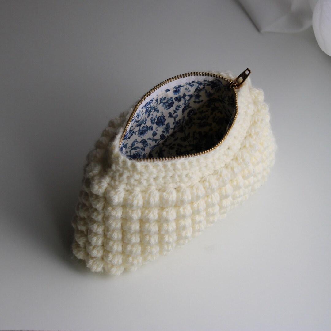 Handmade Crochet Bubble Puff Makeup Bag – Soft Cosmetic Pouch – Travel ...