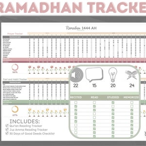 RAMADHAN TRACKER bundle Qur'an Reading Tracker Ramadhan Habit Tracker ...