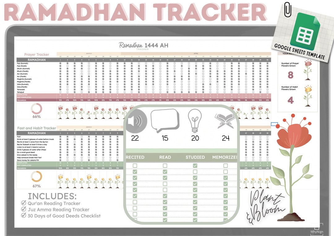 RAMADHAN TRACKER bundle Qur'an Reading Tracker Ramadhan Habit Tracker ...