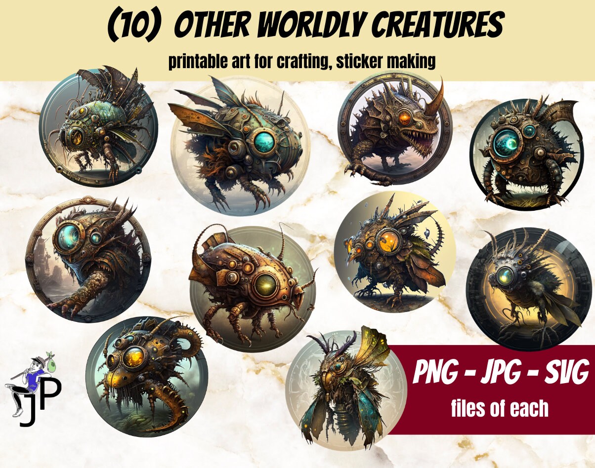 Printable Art Files of Other Worldly Creatures in SVG, PNG, JPG for ...