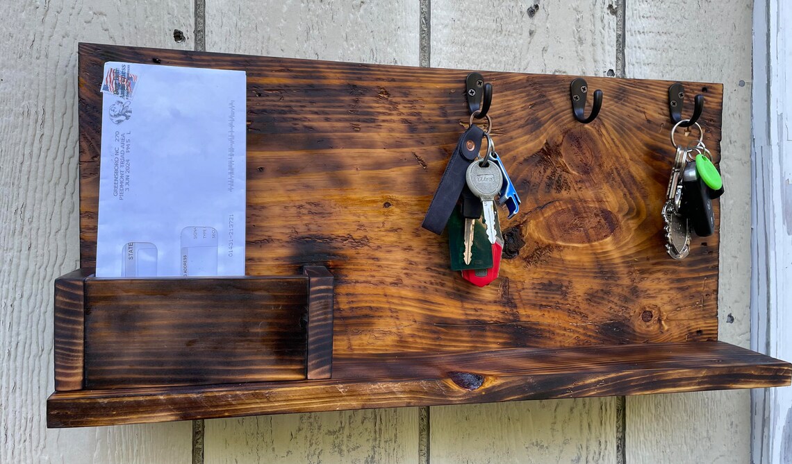 Entryway Key Organizer With Mail Slot, Coat Rack With Shelf, Mail ...