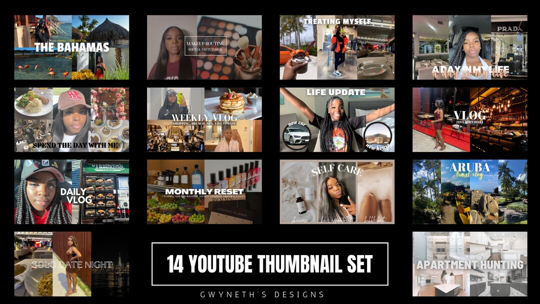14 YOUTUBE CUSTOMIZABLE THUMBNAILS - Etsy