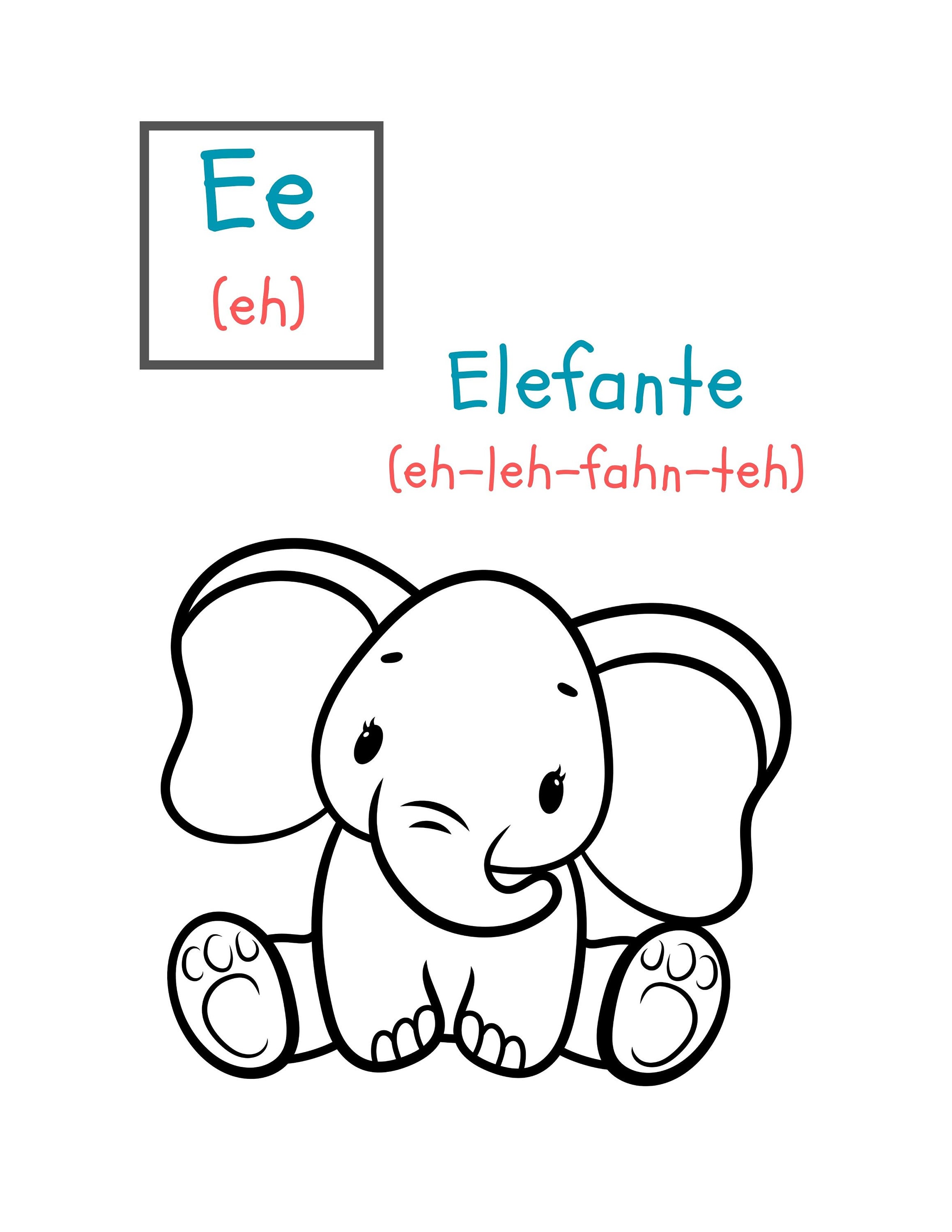 Spanish Coloring Book Animal Alphabet.alfabeto De Animales Espanol ...