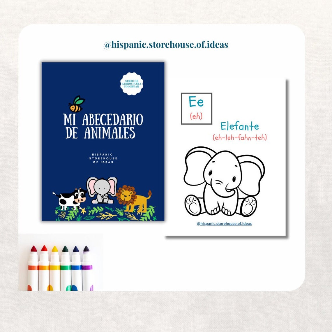 Spanish Coloring Book Animal Alphabet.alfabeto De Animales Espanol ...