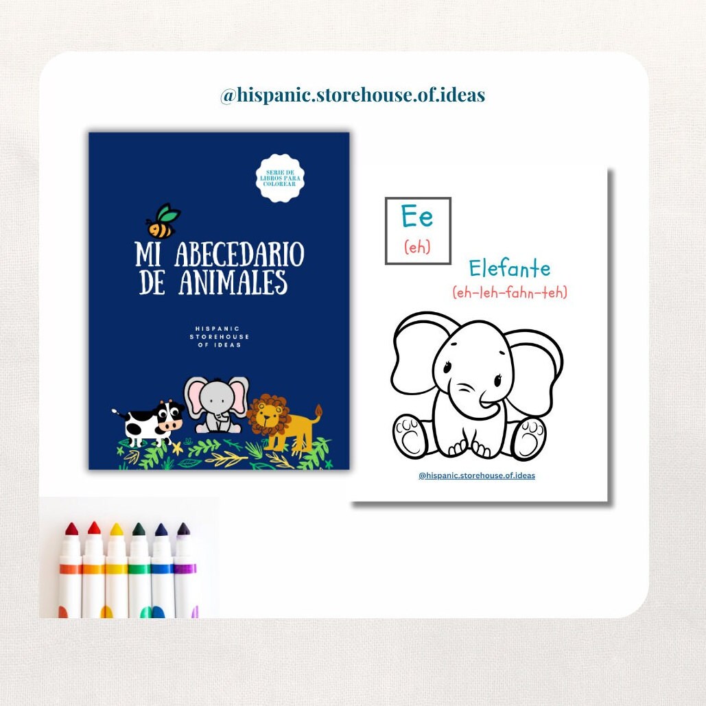 Spanish Coloring Book Animal Alphabet.alfabeto De Animales Espanol ...