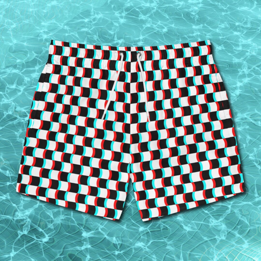 3D Wavy Checkerboard Swim Trunks - Etsy