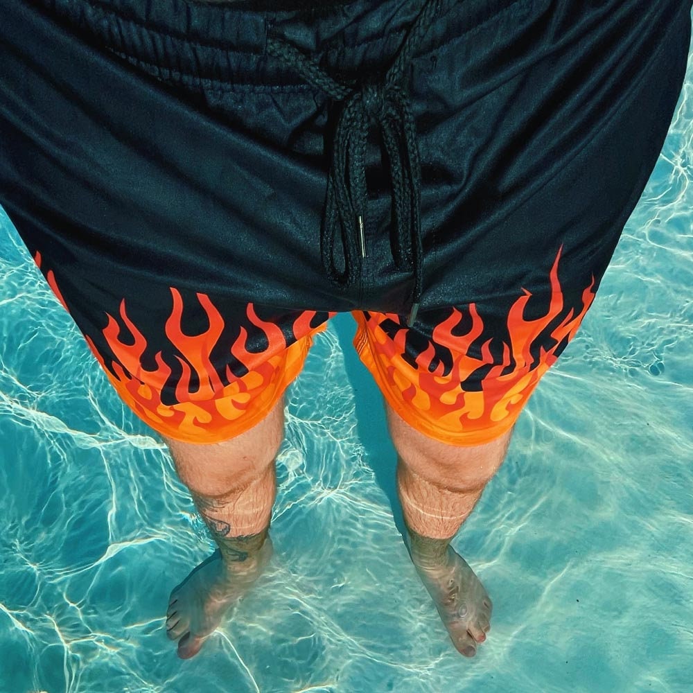 Hot Rod Flame Mens Swimsuit Fire Print Swim Trunks Etsy
