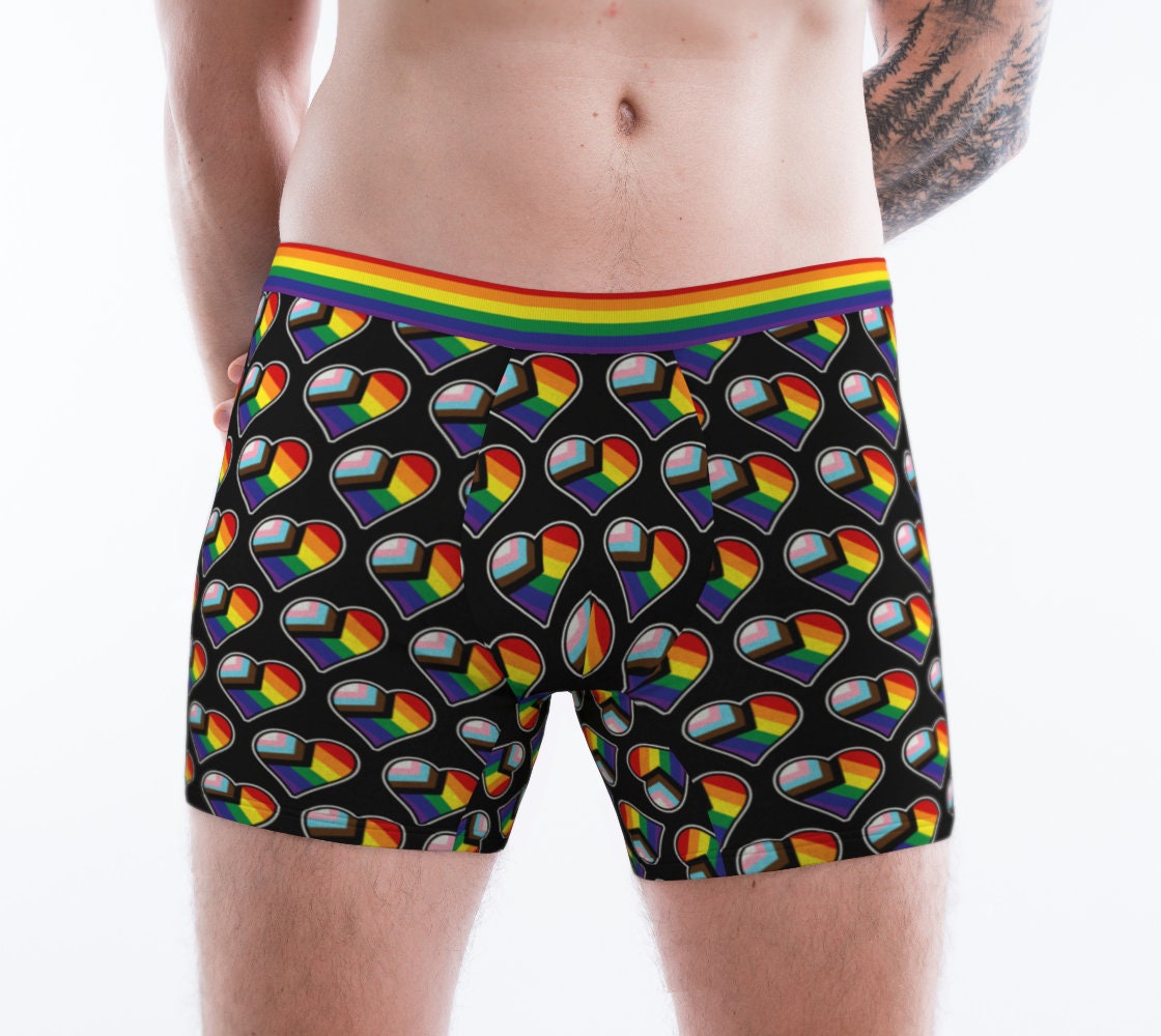 Pride Flag Boxer Briefs, Pup Bear Otter and Rainbow Progress Pride Flag ...