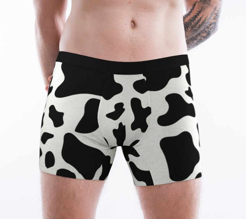 Cow Print Mens Boxer Briefs, Cowboy Aesthetic, Disco Cow Boy Shorts ...