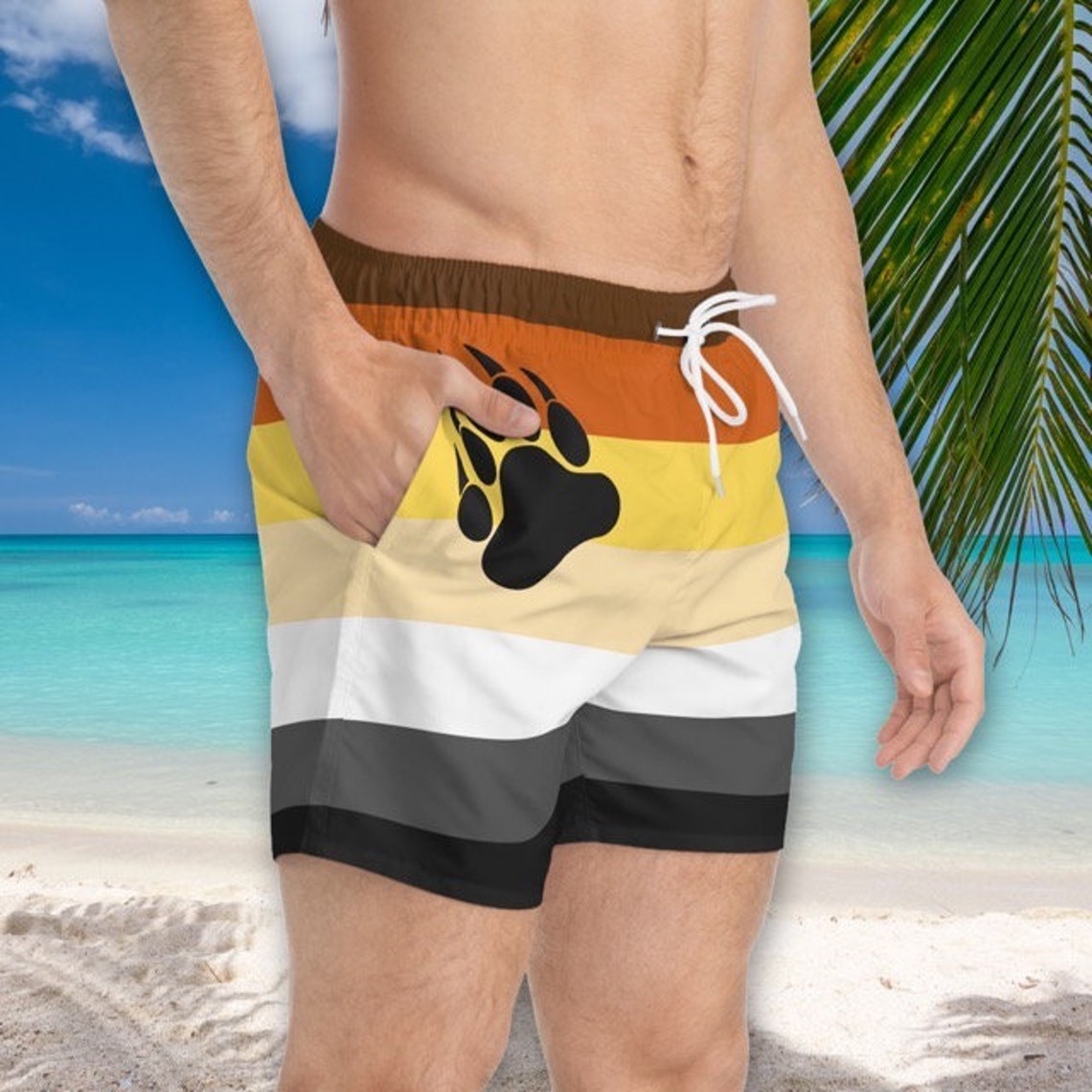 Gay Mens Bear Pride Flag Swimsuit Rainbow Swim Trunks LGBTQ - Etsy