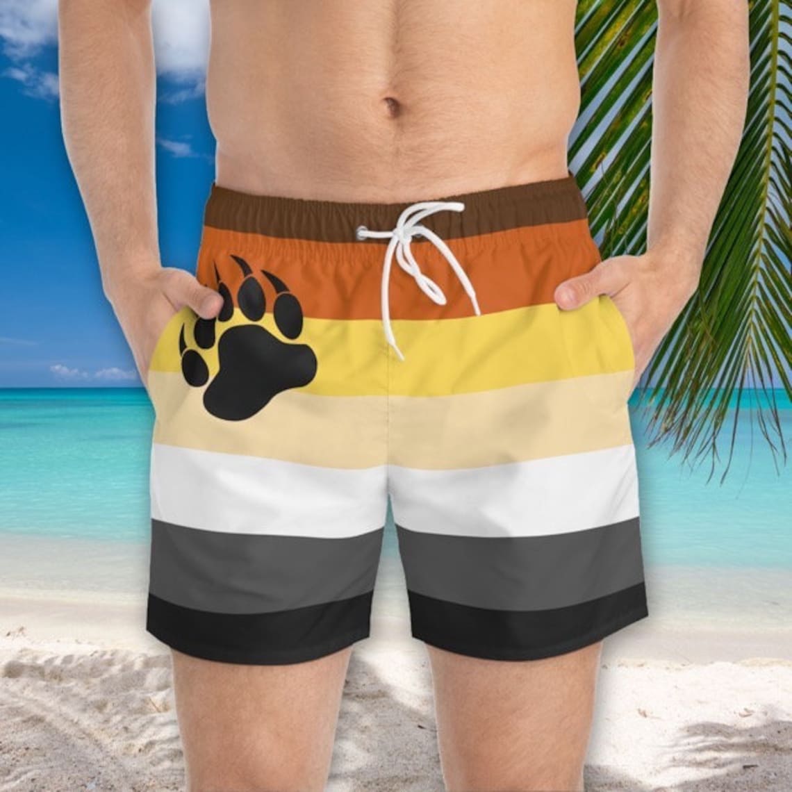 Gay Mens Bear Pride Flag Swimsuit Rainbow Swim Trunks LGBTQ - Etsy
