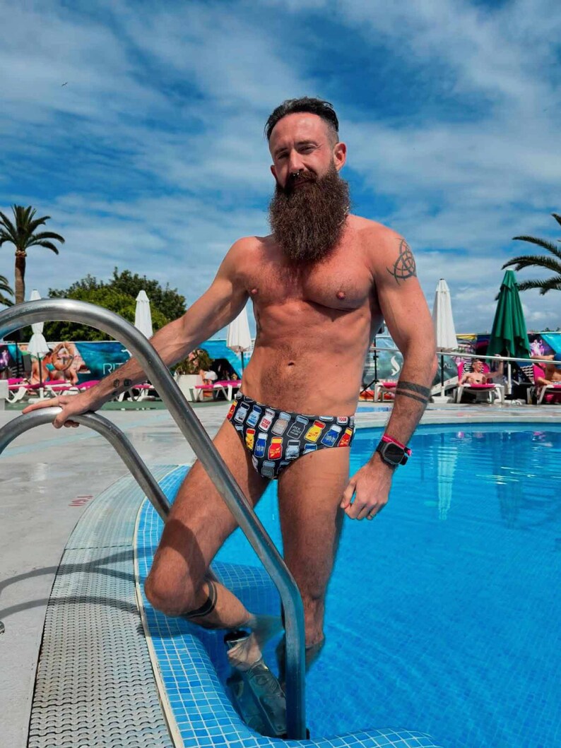 Gay Mens Poppers Swim Briefs, Retro Pride Swimsuit, Cruising Swimwear Vintage Queer Aesthetic ...