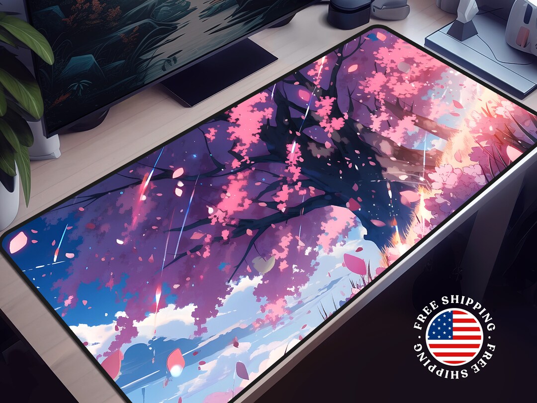 Lofi Anime Desk Mat, Lo-fi Vaporwave Desk Mat,sakura Desk Mat,floral ...