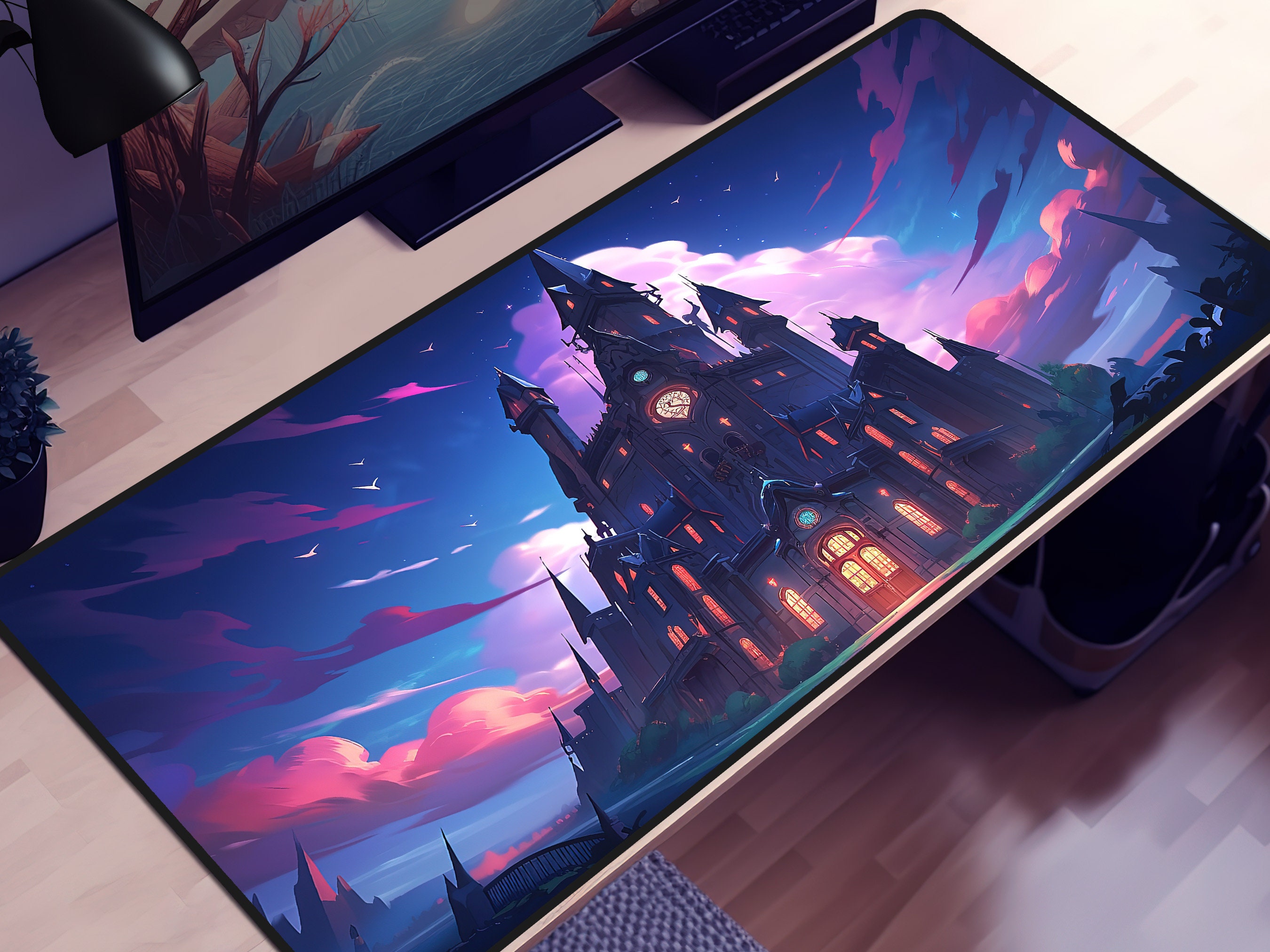 Haunted Witch Castle Fantasy Gaming Desk Mat,horror Desk Mat,horror ...