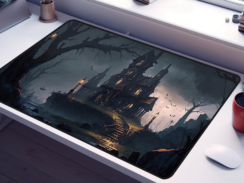 Dark Academia Goth Horror House Desk Mat,witch Dracula Vampire Mystery ...