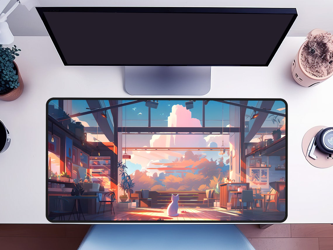 Lofi Anime Desk Mat, Lo-fi Vaporwave Desk Mat,cozy Cute Desk Mat,anime ...