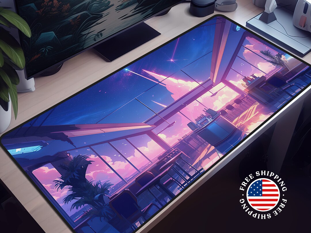 Lofi Anime Desk Mat, Lo-fi Vaporwave Desk Mat,cute Large Gaming ...