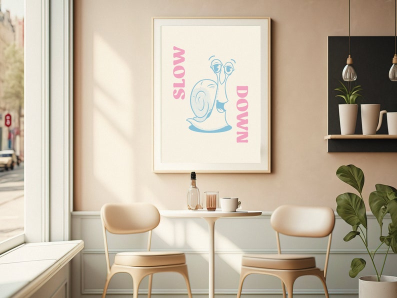 Slow Down Printable,danish Pastel Wall Art,retro Mental Health Room ...