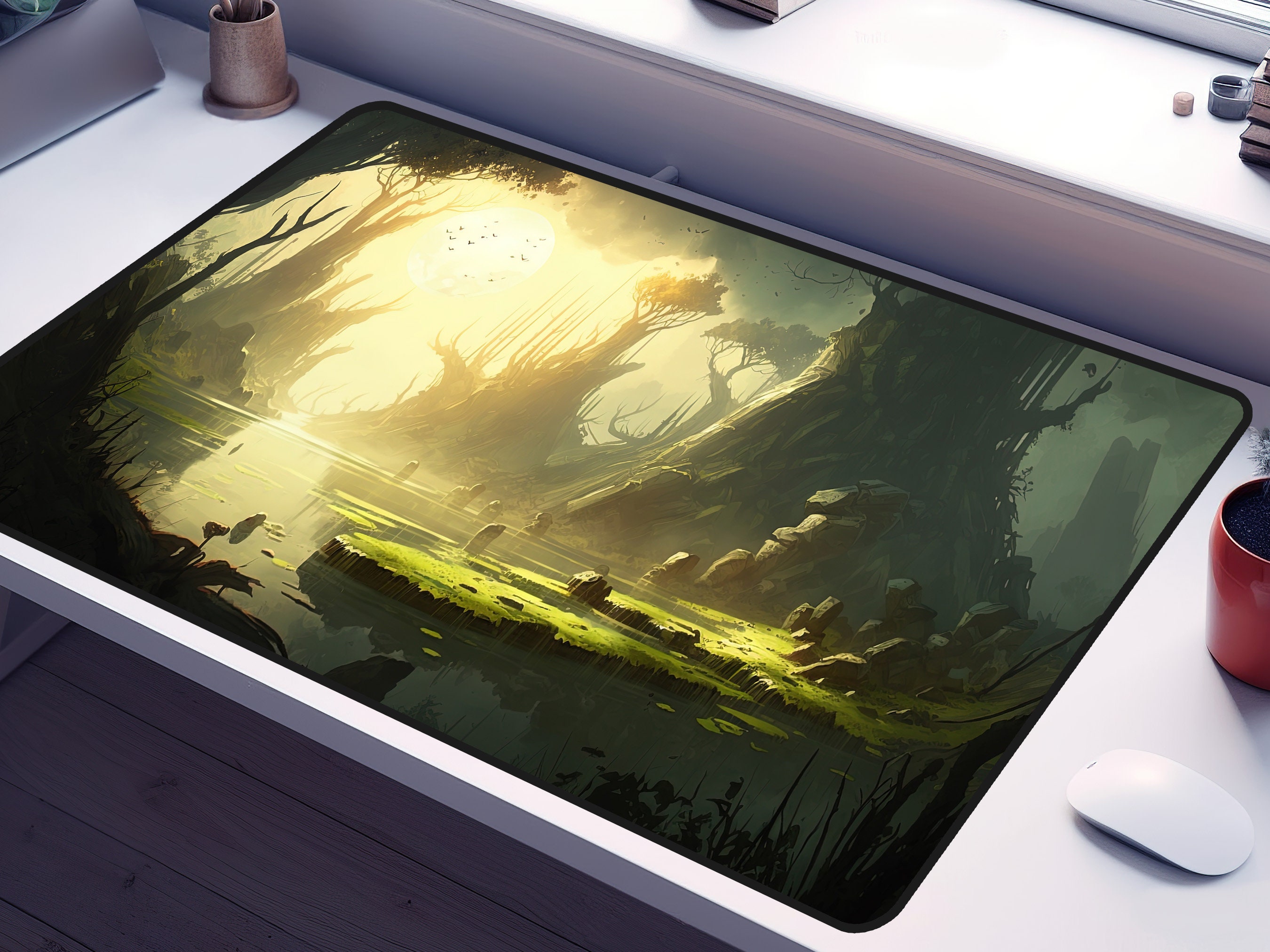 Prehistoric Swamp Forest Jungle Desk Mat,1st Anniversary Gift,jurassic ...