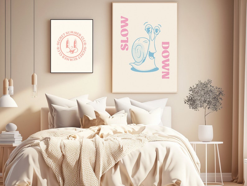 Slow Down Printable,danish Pastel Wall Art,retro Mental Health Room ...