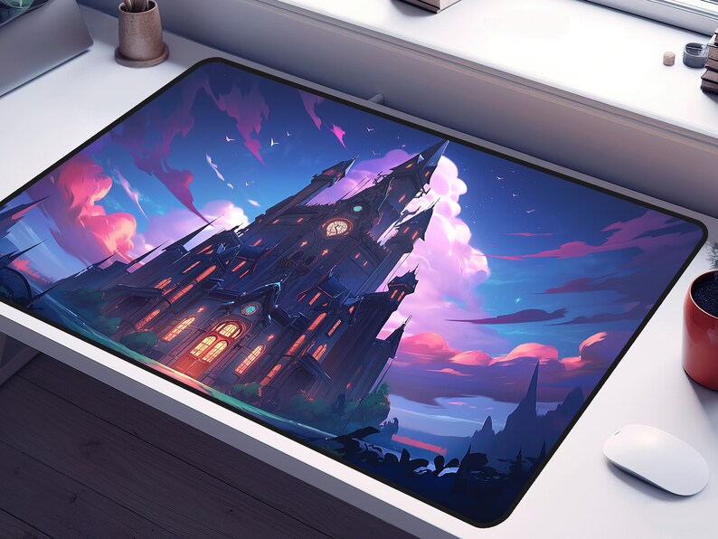 Haunted Witch Castle Fantasy Gaming Desk Mat,horror Desk Mat,horror ...