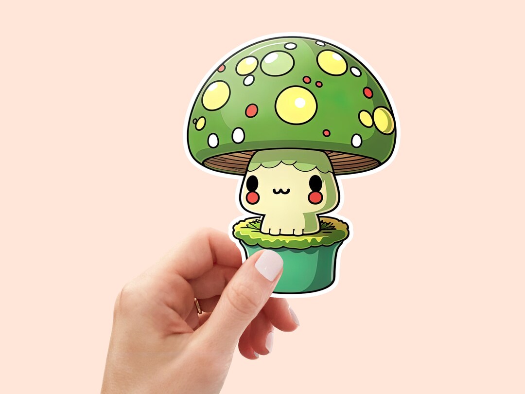 Green Cute Mushroom Sticker,psilocybin Mushroom,cottagecore Sticker ...