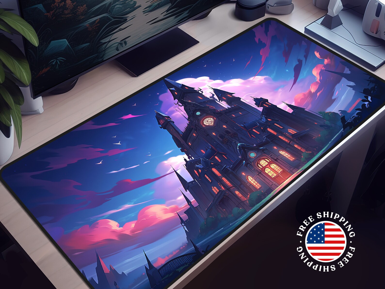 Haunted Witch Castle Fantasy Gaming Desk Mat,horror Desk Mat,horror ...