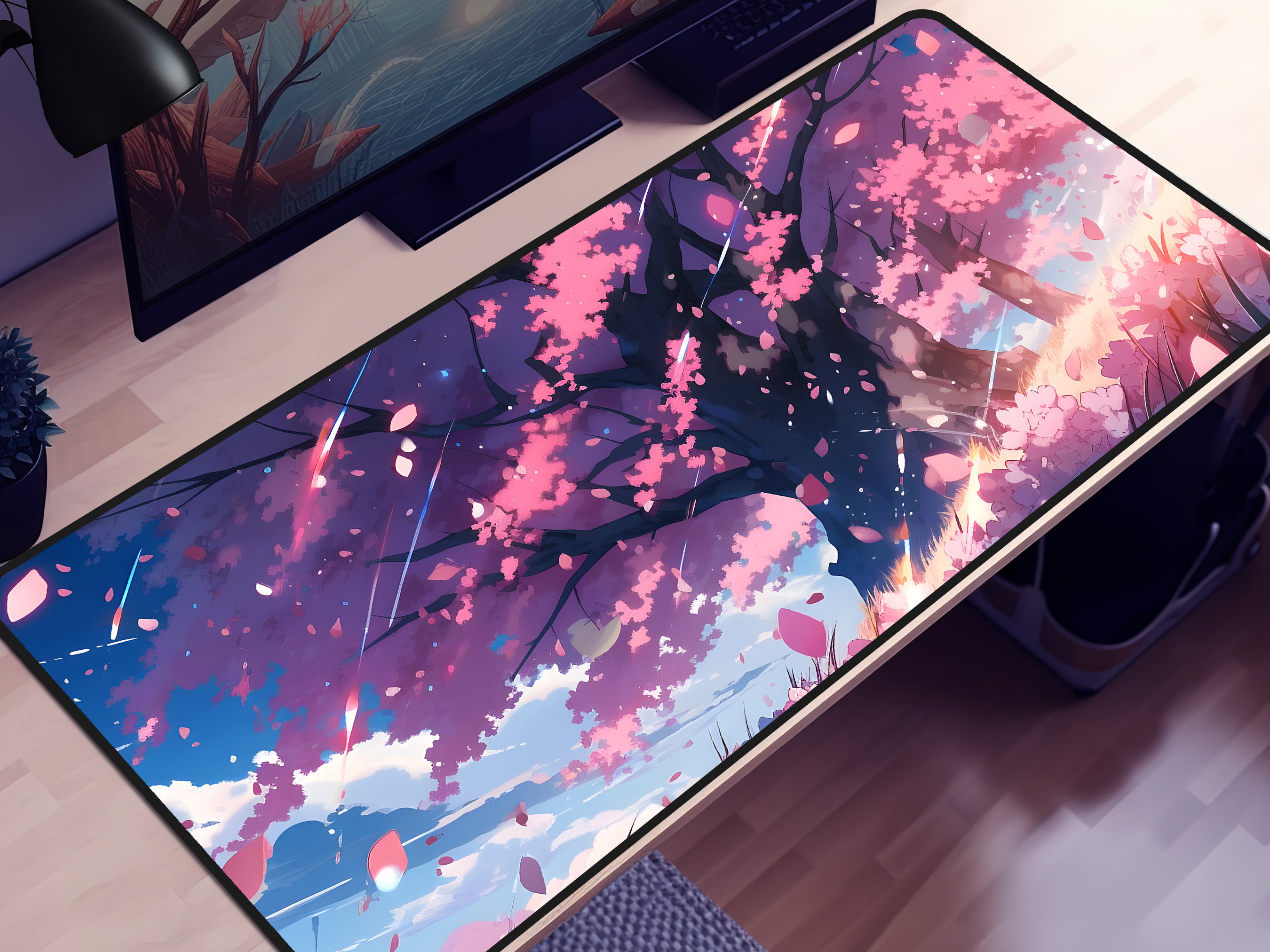 Lofi Anime Desk Mat, Lo-fi Vaporwave Desk Mat,sakura Desk Mat,floral ...
