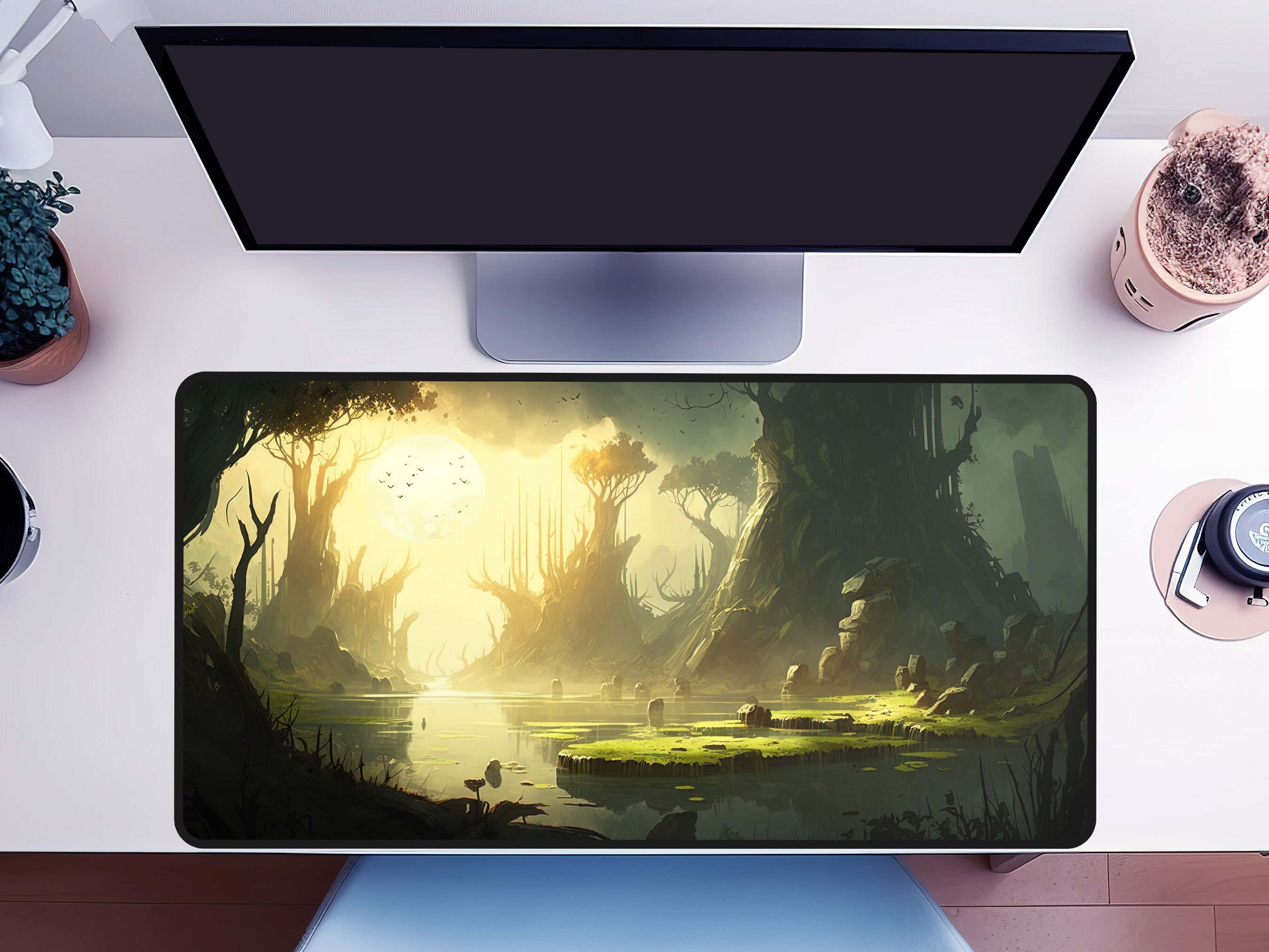 Prehistoric Swamp Forest Jungle Desk Mat,1st Anniversary Gift,jurassic ...