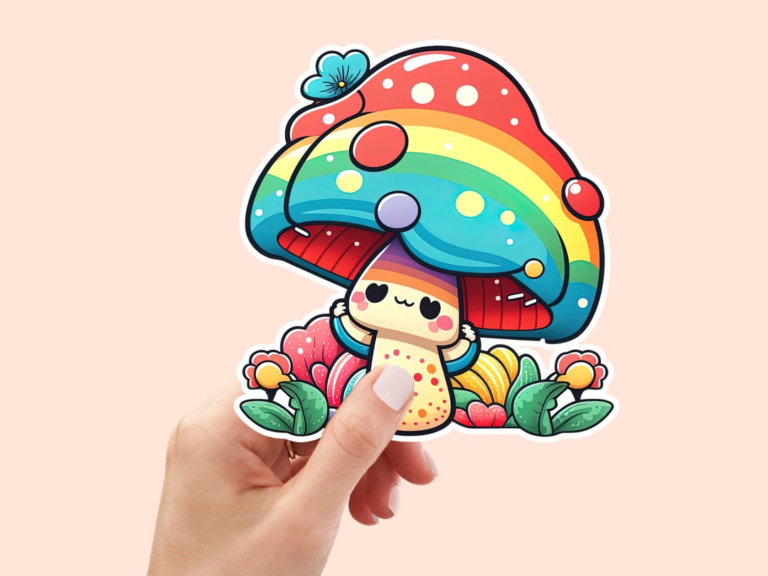 Cute Kawaii Rainbow Mushroom Sticker,mushroom Baby,mycologist Gift ...