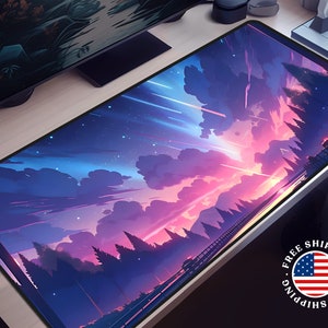 Lofi Anime Desk Mat, Lo-fi Vaporwave Desk Mat,dab Mat,shooting Stars ...