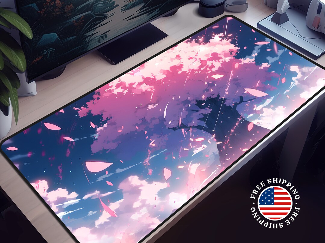 Lofi Anime Desk Mat, Lo-fi Vaporwave Desk Mat,sakura Desk Mat,floral ...