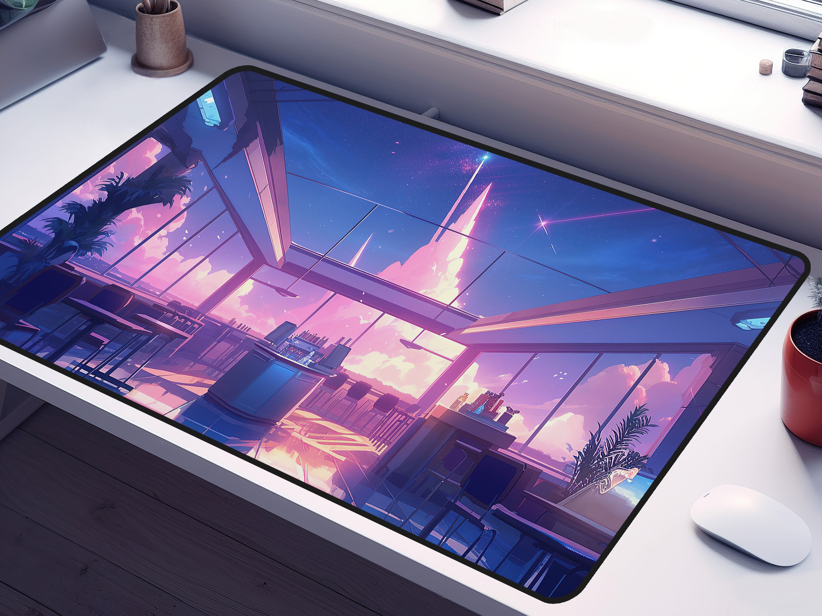 Lofi Anime Desk Mat, Lo-fi Vaporwave Desk Mat,cute Large Gaming ...
