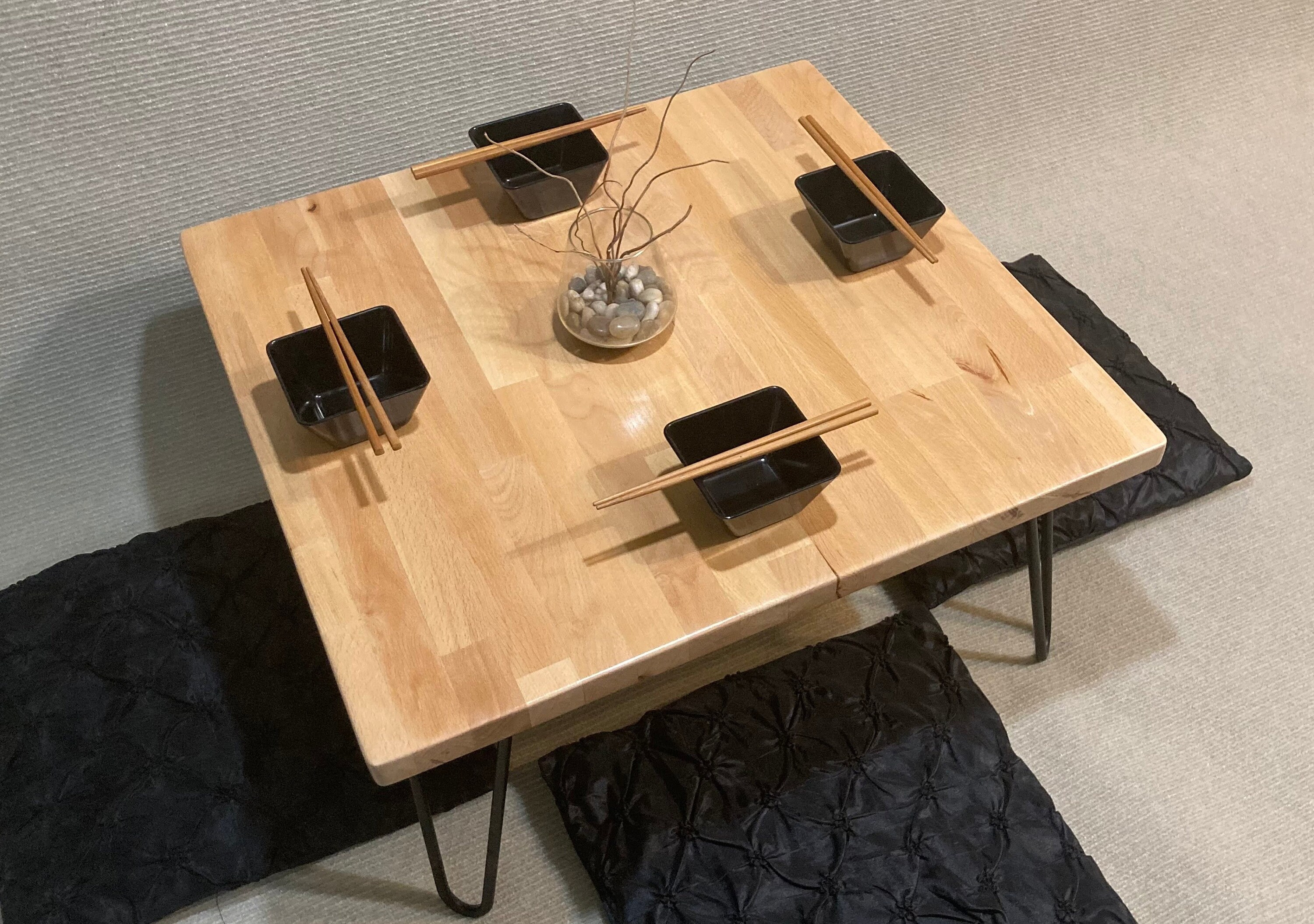 Chabudai Table Low Dining Table Tea Table Beech Butcher Block 25 X 24 X ...