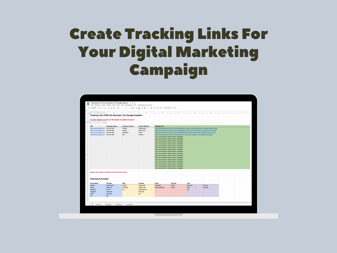 Tracking Links for Google Analytics UTM Link Generator in Google Sheet ...