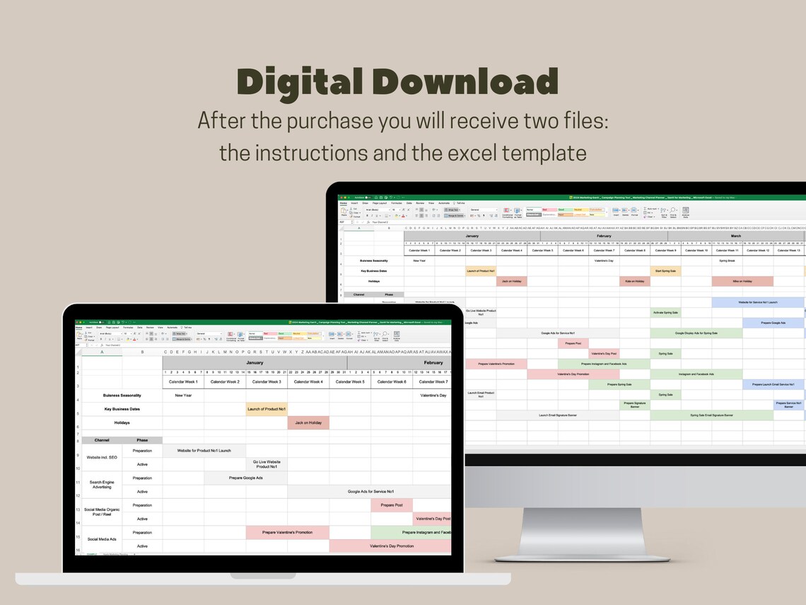 2024 Marketing Gantt Campaign Planning Tool Marketing Channel Planner ...