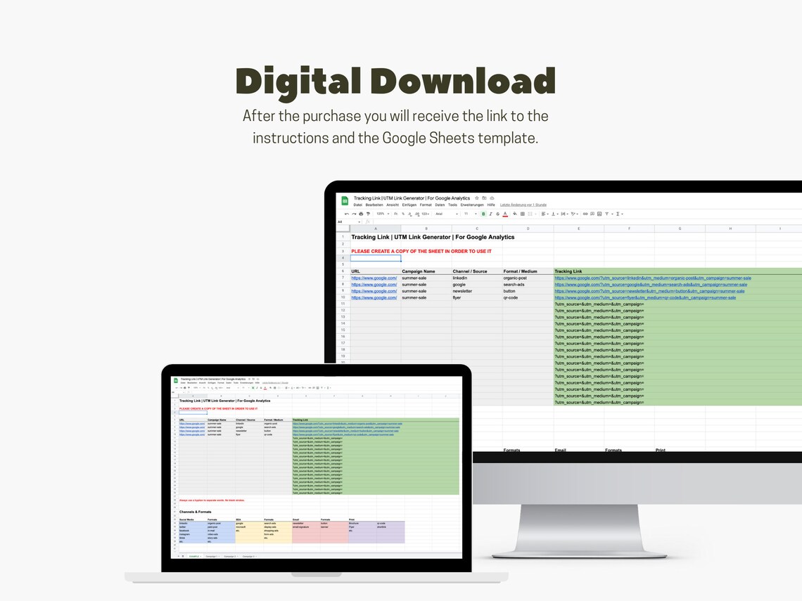 Tracking Links for Google Analytics UTM Link Generator in Google Sheet ...
