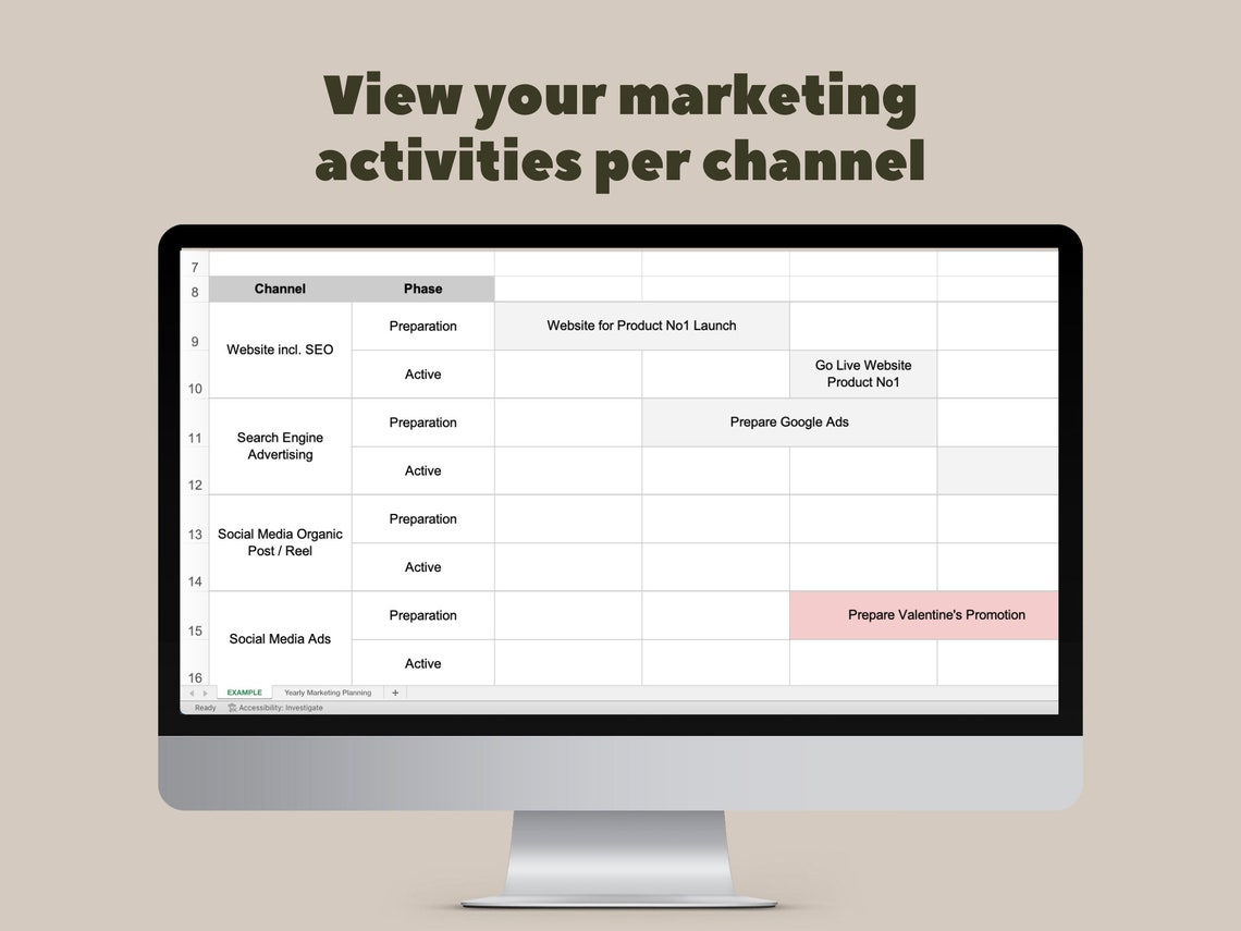 2024 Marketing Gantt Campaign Planning Tool Marketing Channel Planner ...