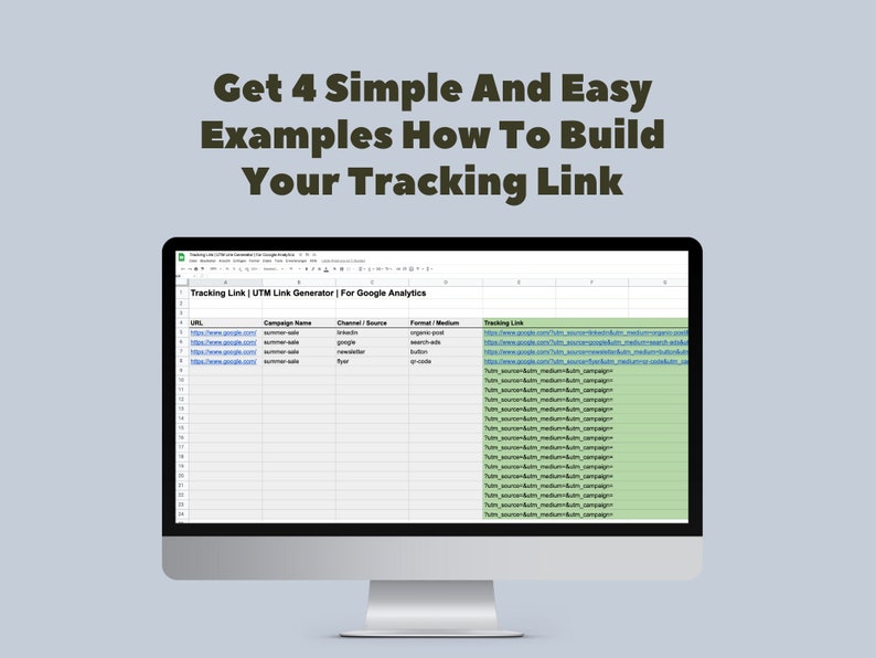 Tracking Links for Google Analytics UTM Link Generator in Google Sheet ...